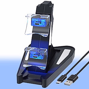 PS5 Controller Charging Station, Dual USB Type-C Fast Charging with LED Indicator, PS5 Charging Station Dock Stand for Sony, Playstation 5 DualSense Controller, with Safety Chip Protection