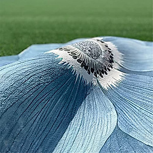 Flower Shaped Rug Blue Lotus Carpet Trendy Area Rugs Non Slip Water Absorption Doormat for Bedroom Bedside Living Room Bathroom Kitchen Floor Mat, Diameter 23.7”