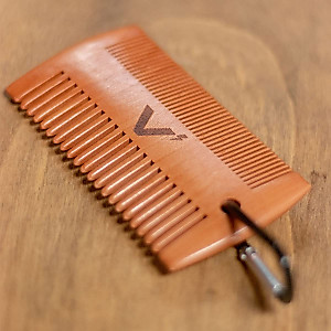 Volt Twin Beard and Mustache Comb for Men - All Natural Pearwood - Double-Sided Travel Size Pocket Comb for Detangling and Styling Beard - Men's Grooming Products