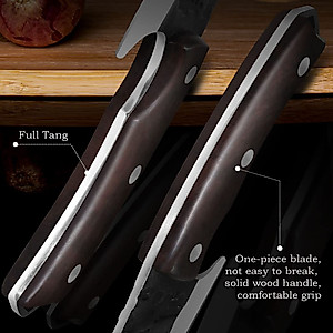 Viking Knife Hand Forged Boning Knives, 7" Premium High Carbon Stainless Steel Fillet Knife,Full Tang Professional Meat Cleaver, Chef Knives Kitchen Camping Knife for Fish, Deboning, BBQ, Home