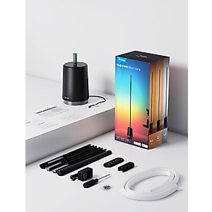 Govee RGBIC Floor Lamp, Modern LED Lyra Corner Lamp with 64+ Scene & Music Modes, 1500 Lumens, DIY Mode, Smart Remote Control Standing Floor Lamp for Bedroom, Living Room, Gaming Room, Black