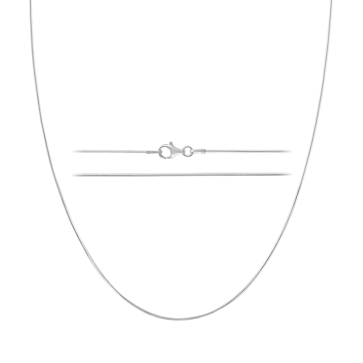 KISPER Silver 8 Sided Snake Chain Necklace –Thin, Dainty, 925 Sterling Silver Jewelry for Women & Men with Lobster Clasp – Made in Italy, 18”