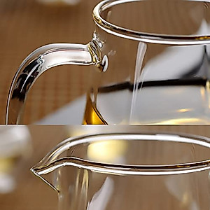 Dadamong Glass Pitcher with Handle, Milk and Cream Pitcher Cup Jug, Heat Resistant Borosilicate Glass Creamer for Coffee Tea or Maple Syrup Serving, Stovetop & Microwave Safe (25oz/ 750ML)