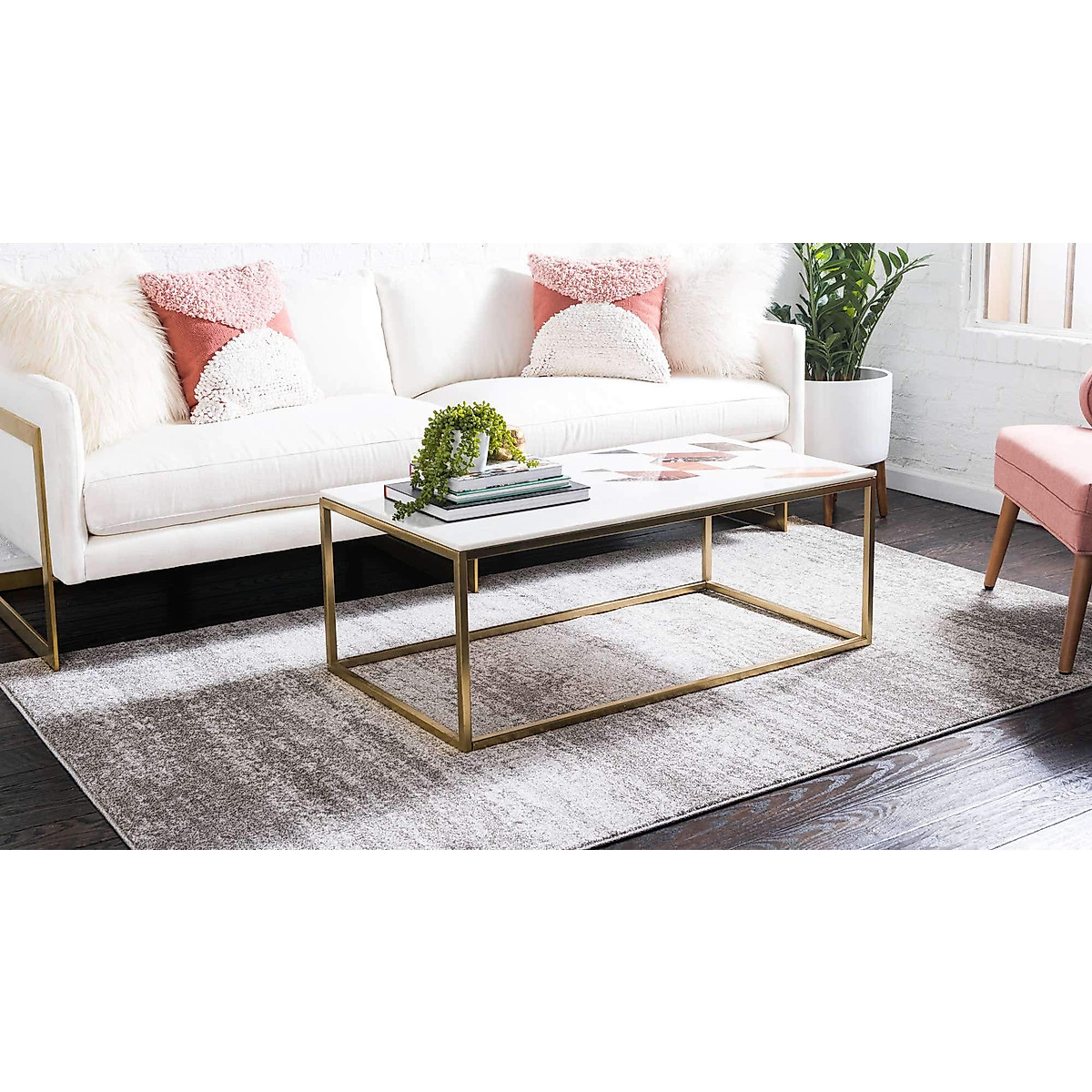 Unique Loom Del Mar Collection Area Rug - Lucille (7' 1" x 10' Rectangle, Gray/ Ivory)