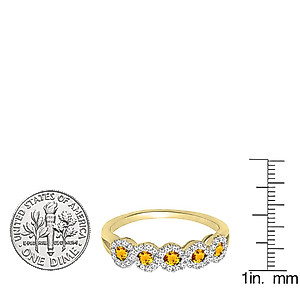 Dazzlingrock Collection Round White Diamond & Citrine Wedding Stackable Band in 10K Yellow Gold, Size 8