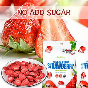 ONETANG Freeze-Dried Fruit Strawberry, 10 Pack Single-Serve Pack, Non GMO, Kosher, No Add Sugar, Gluten free, Vegan, Holiday Gifts, Healthy Snack 0.35 Ounce