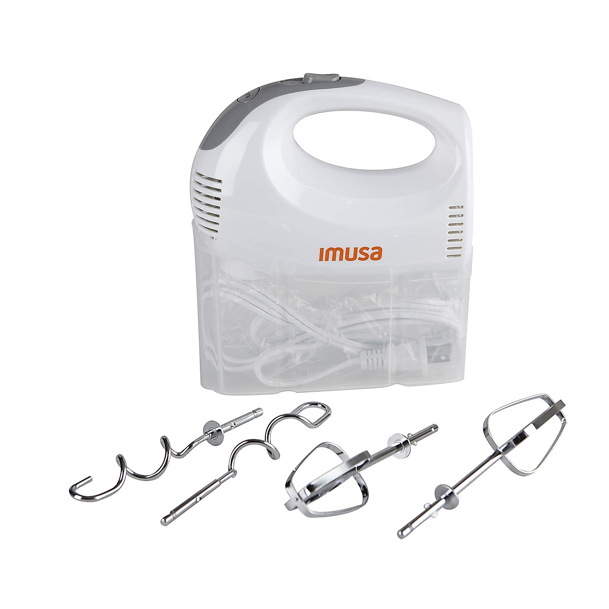 IMUSA USA Hand Mixer with Case 5-Speed ,White, Small