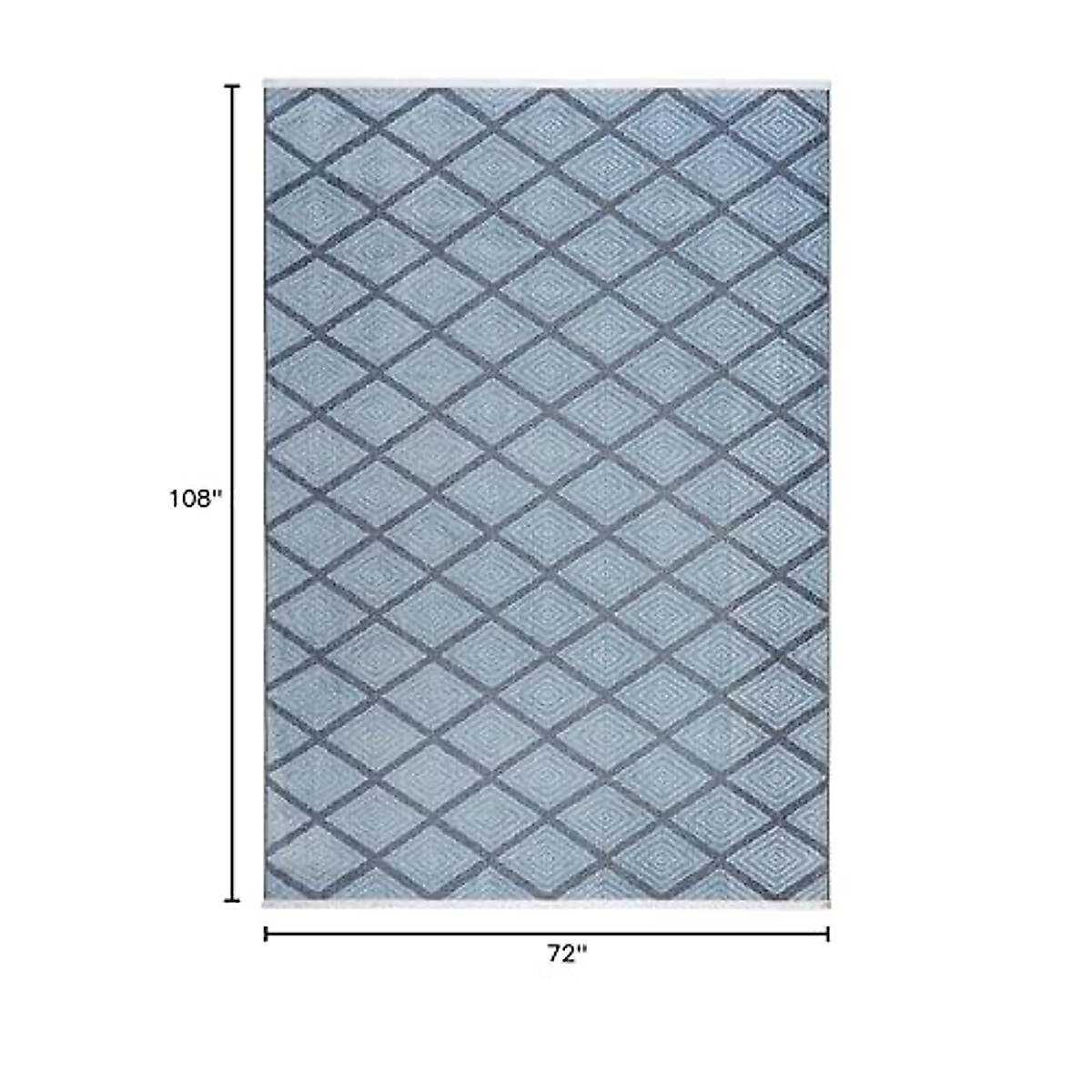 TOWN & COUNTRY EVERYDAY Rein Solid Diamond Everwash™ Washable Area Rug with Non-Slip Backing, Pet Friendly Rug, Blue, 6'6"x9'6"