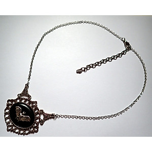 Moon Maiden Jewelry Gothic Victorian Silver Framed Bat Cameo Necklace