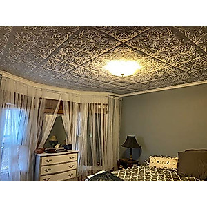 A La Maison Ceilings R139 Spanish Silver Foam Glue-up Ceiling Tile (256 sq. ft./Case), Pack of 96, Plain White