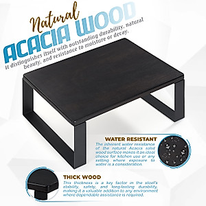 Wooden Step Stool - Heavy Duty One Step Stool - Holds up to 450Lb with Steel Frame for Kitchen/Bathroom/Bedside Step Stool (Walnut)