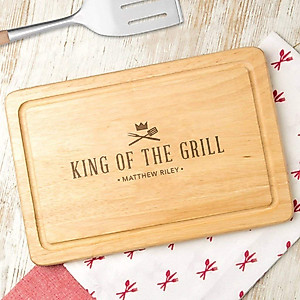 Personalized 'King of the Grill' Wooden Bbq Cutting Board - Grilling Gifts for Men - Personalized Cooking Gifts for Men - Bbq Gifts for Men