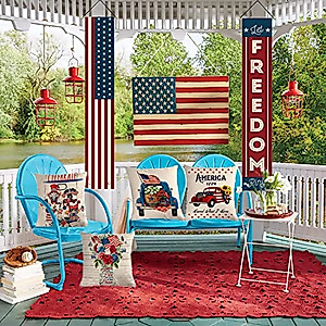 Decorations for 4th of July Decor, Hanging American Flag and “Let FREEDOM Ring” Banners, Fourth of July Party Supplies Indoor Outdoor-Red White Blue Decor Independence Day Outdoor Pull-Down Door Banners