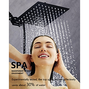 BLTFAUCER Matte Black Dual Bathtub Shower Faucet Set Combo with Handheld and 8 Inch Rainfall Shower Head|Adjustable Extension Shower Arm|Tub Spout|Pressure Balance Rough-in Valve Included