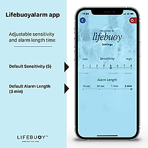 lifebuoy Pool Alarm System - Pool Motion Sensor with Advanced Algorithm - Smart Pool Alarm That is Application Controlled. Powerful Sirens Blare at Poolside and Indoors