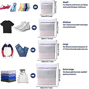 NAOKBOEE 10 Packs Mesh Laundry Bags for Delicates, Washing Machine Wash Bags, for Lingerie, Bra, Socks, Underwear, Baby Clothes, Travel Storage（1 Extra Large, 3 Large, 3 Medium, 3 Small）