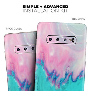 DesignSkinz Marbleized Pink and Blue Paradise V432 Protective Vinyl Decal Wrap Skin Cover Compatible with The Samsung Galaxy S20 (Screen Trim & Back Glass Skin)