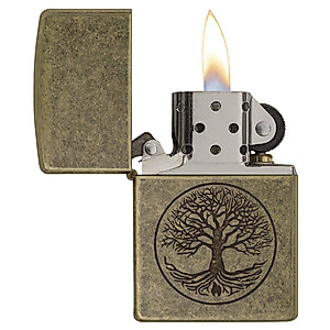 Zippo "Tree of Life Pocket Lighter, Antique Brass, One Size (29149)