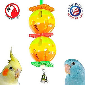 Bonka Bird Toys 1570 Twin Ball Bird Toy Parrot cage Toys Cages Cockatiels Conures African Greys
