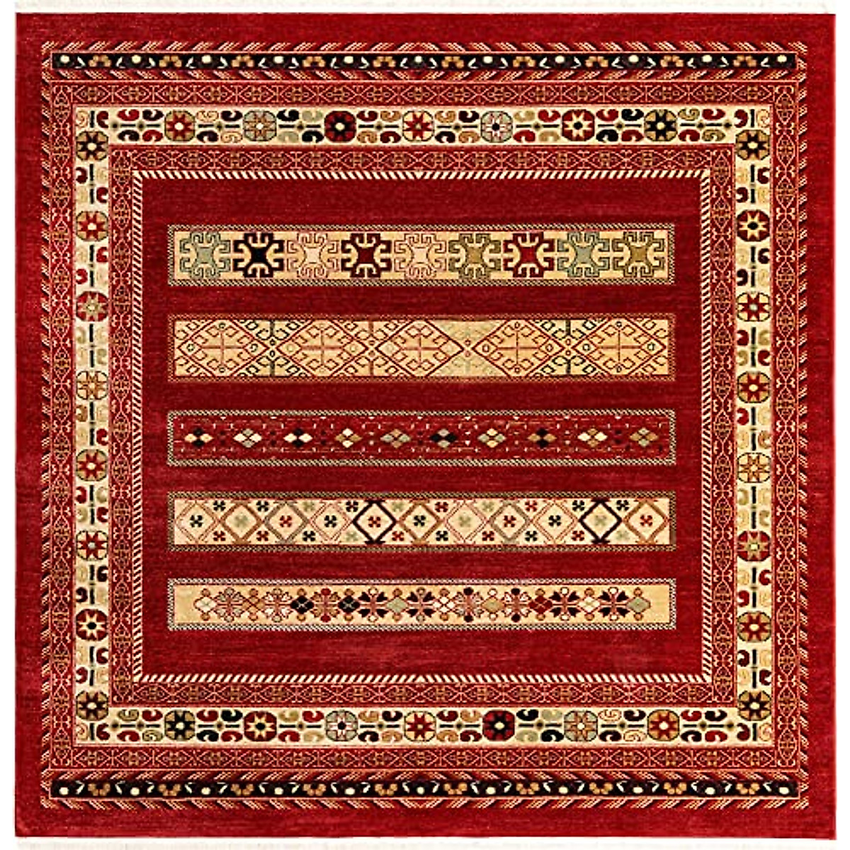 Unique Loom Fars Collection Area Rug - Pasadena (8' Square, Rust Red/ Black)