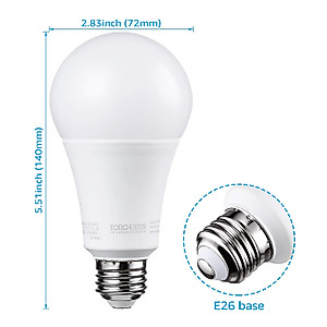 TORCHSTAR Dimmable A21 LED Light Bulbs, CRI 90, Super Bright LED Light Bulb 100W Equivalent, 17W, UL & Energy Star Listed, 25,000hrs, E26 Standard Base, No Flicker, 1600lm, 2700K Soft White, Pack of 2