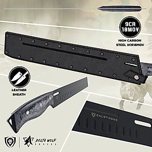 DALSTRONG Delta Wolf Series Chef Knife 10" Bundled with Delta Wolf Series Slicing & Carving Knife 12" with PU Leather Sheath - Black Titanium Nitride Coating - G10 Camo Handle