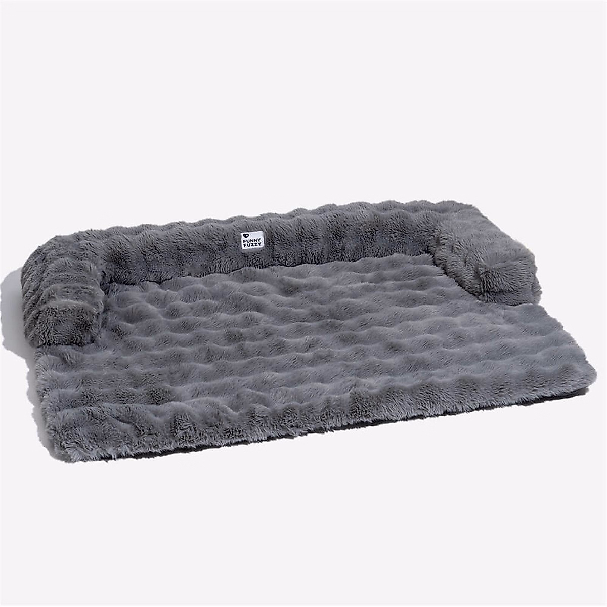 FUNNYFUZZY Calming Dog Bed, Fluffy Fuzzy Dog Mat for Sofa Protector with Removable Washable Cover for Dogs and Cats (Grey,47.24 * 37.4 * 6.3 in)