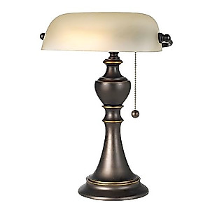 LAYSSA Traditional Table Lamp 16" High Bronze Metal Alabaster Glass Shade for Bedroom Living Room Bedside Office