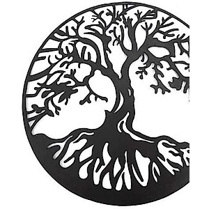 Bellaa 21925 Metal Wall Decor Tree of Life Circle Sign Living Room Outdoor Garden Rustic Art 24 inch