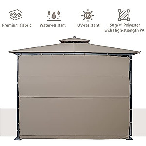 Morhome Patio 9.8ft.l X 9.8ft.w Gazebo with Extended Side Shed/Awning and Led Light in Brown Modern Contemporary Square Metal