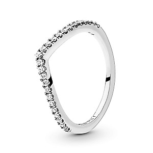 PANDORA Shimmering Wish Ring, Sterling Silver, Clear Cubic Zirconia, Size 7
