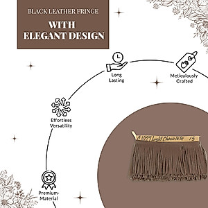 HHH Design Light Chocolate Leather Fringe | Leather Fringes are Designed for A Customizable Fit | Fringe Embellishment for Purses, Jackets or Other Accessories | Leather Fringe Outfits for Women