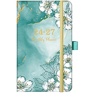 2024-2027 Pocket Planner - Pocket Planner (36-Month) with 60 Notes Pages, July. 2024 - June. 2026, 6.6" x 3.9", 3 Year Monthly Planner with Contacts, Pen Holder, Back Pocket with Thick Paper - Green