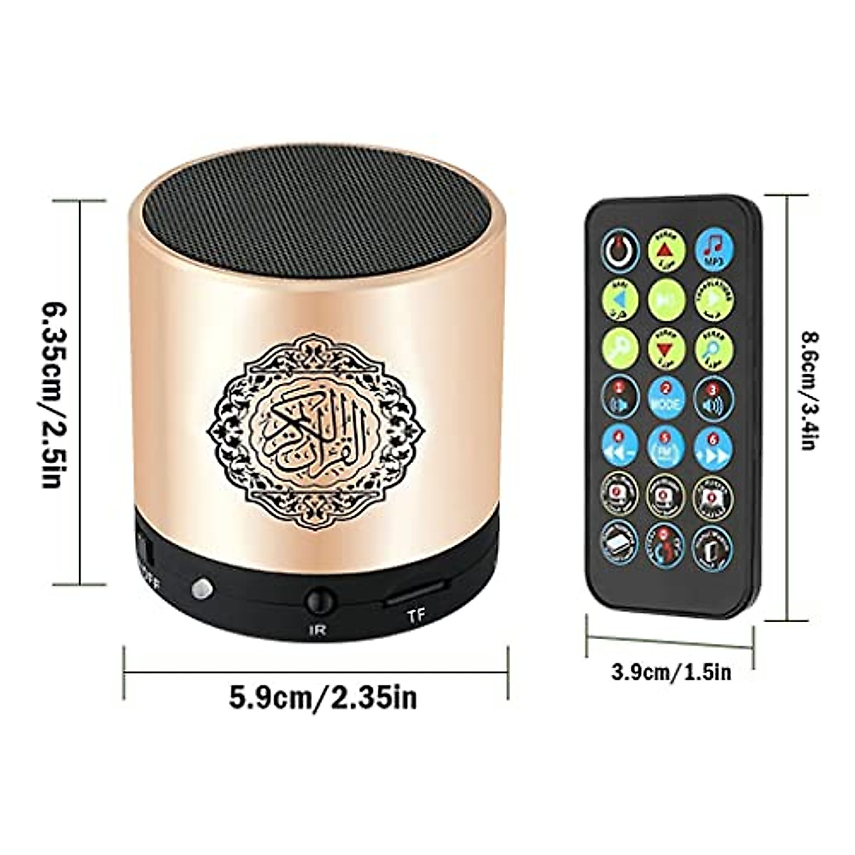 Hitopin Portable Digital Quran Speaker with Remote Control over18 Reciters and 15Translations Available Quality Qur'an Speaker Arabic English French, Urdu etc Mp3 FM Radio