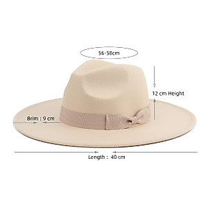 Pro Celia Big Wide Brim Women Fedora Hat (Rice)
