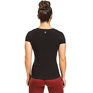 Sweat Shaper Women's Athletic Tee, Short Sleeve High-Performance Compression T-Shirt, Performance Baselayer Workout Shirt (Black, 3X-Large)