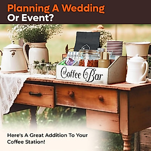 Espress Impress Wooden White Coffee Station Organizer for Countertop | Farmhouse Style Storage Kit for a Perfectly Organized Coffee Bar | Accessories Organizer for Cups, Coffee Pods, Sugar, etc