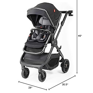 Diono Quantum2 3-in-1 Multi-Mode Stroller for Baby, Infant, Toddler Stroller, Car Seat Compatible, Adaptors Included, Compact Fold, XL Storage Basket, Black Cube