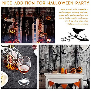 79 x 315 Inch Halloween Creepy Cloth Spooky Cheesecloth Gauze Hanging Cheesecloth for Halloween Scary Party Supplies Haunted House Doorway Stairway Window Table Wall Decorations (Black)