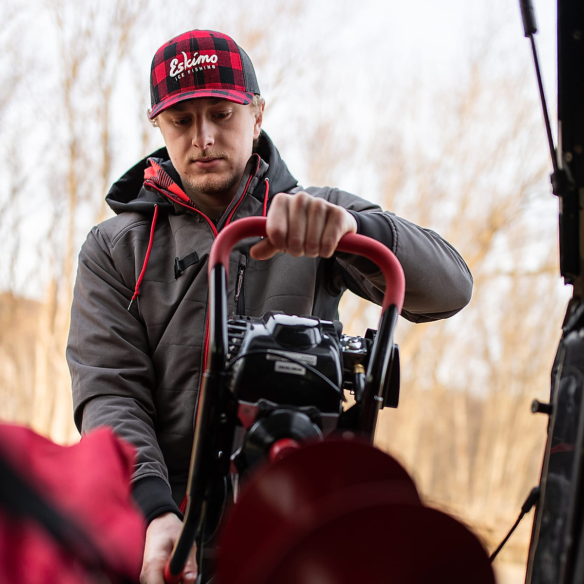 Eskimo Buffalo Plaid Trucker Cap, Buffalo Plaid, One Size