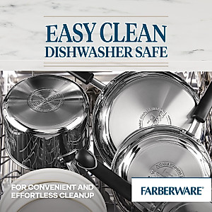 Farberware Brilliance Stainless Steel Frying Pan/Skillet,10 Inch, Dishwasher Safe and Induction Ready, Compatible with All Cooktops,Stainless Steel