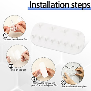 KALIONE Necklace Holder Wall Mounted, Hanging Necklace Holder Necklace Organizer Adhesive Plastic Necklaces Hanger with 6 Jewelry Hooks for Necklaces, Bracelets, Earrings, Keys, White