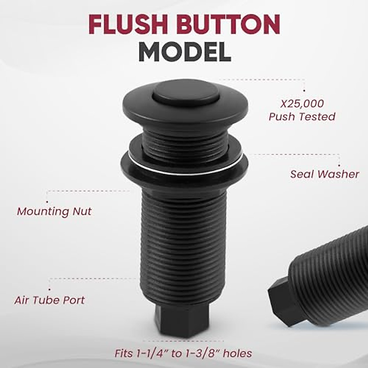 Westbrass ASB-2B3-62 Sink Top Waste Disposal Air Switch and Dual Outlet Control Box, Flush Button, Matte Black