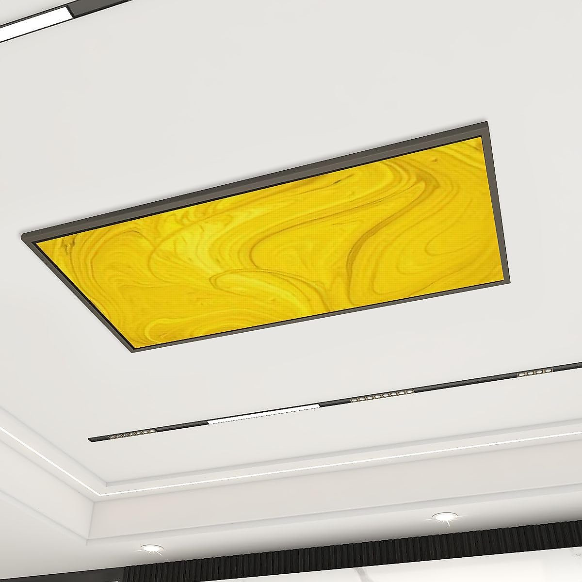 AFWADFWA Decorative Fluorescent Light Covers for Ceiling Lights Yellow Gold Oil Paint Abstract Oil Paint Yellow Gold Oil Paint for Light Covers for Ceiling Lights Classroom Office Home Decor 4 x 2 ft