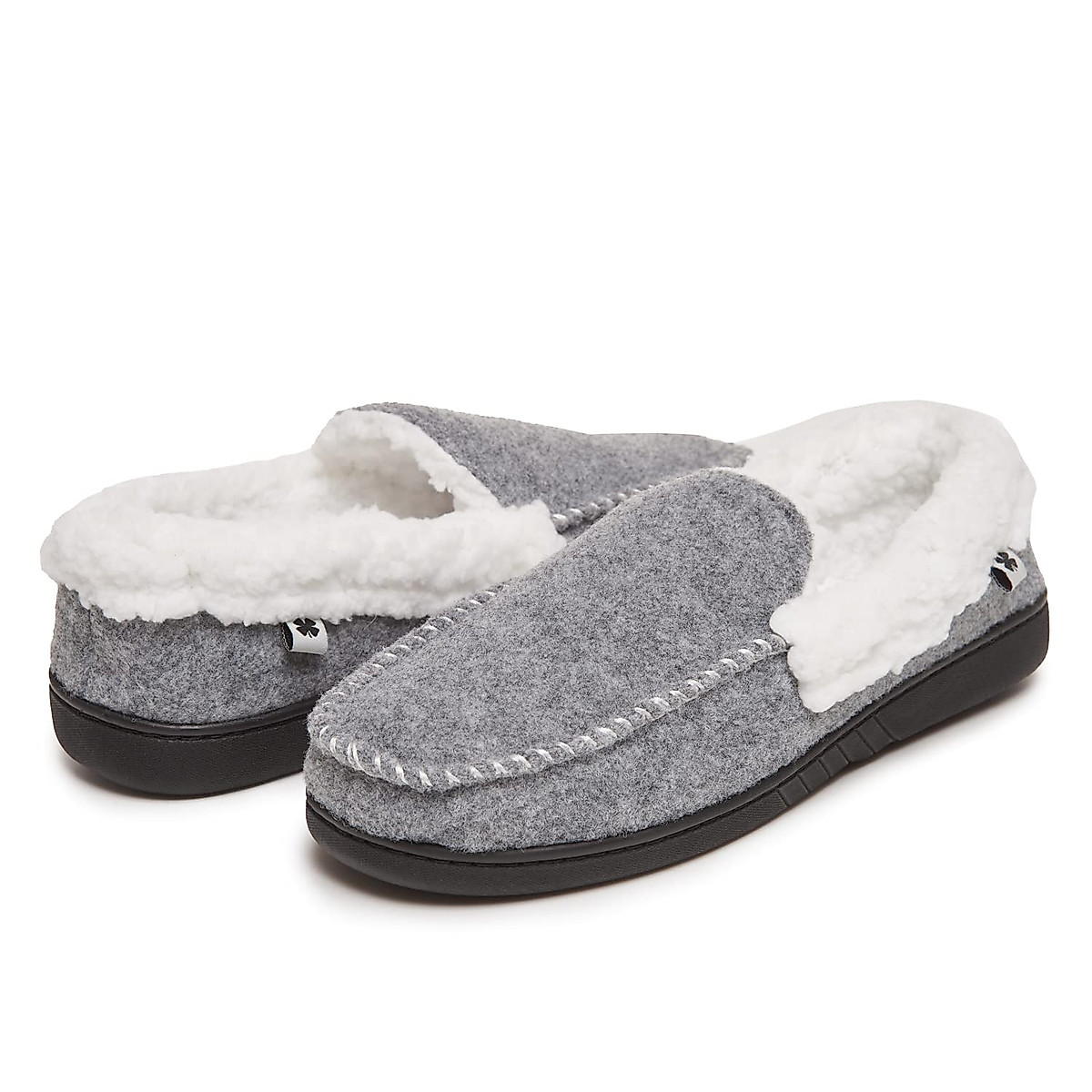 Lucky Brand Mens Faux Wool A-Line Slippers with Memory Foam