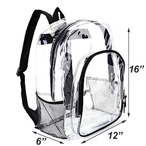 Heavy Duty Transparent Clear Backpack See Through Backpacks for School,Sports,Work,Stadium,Security Travel,College