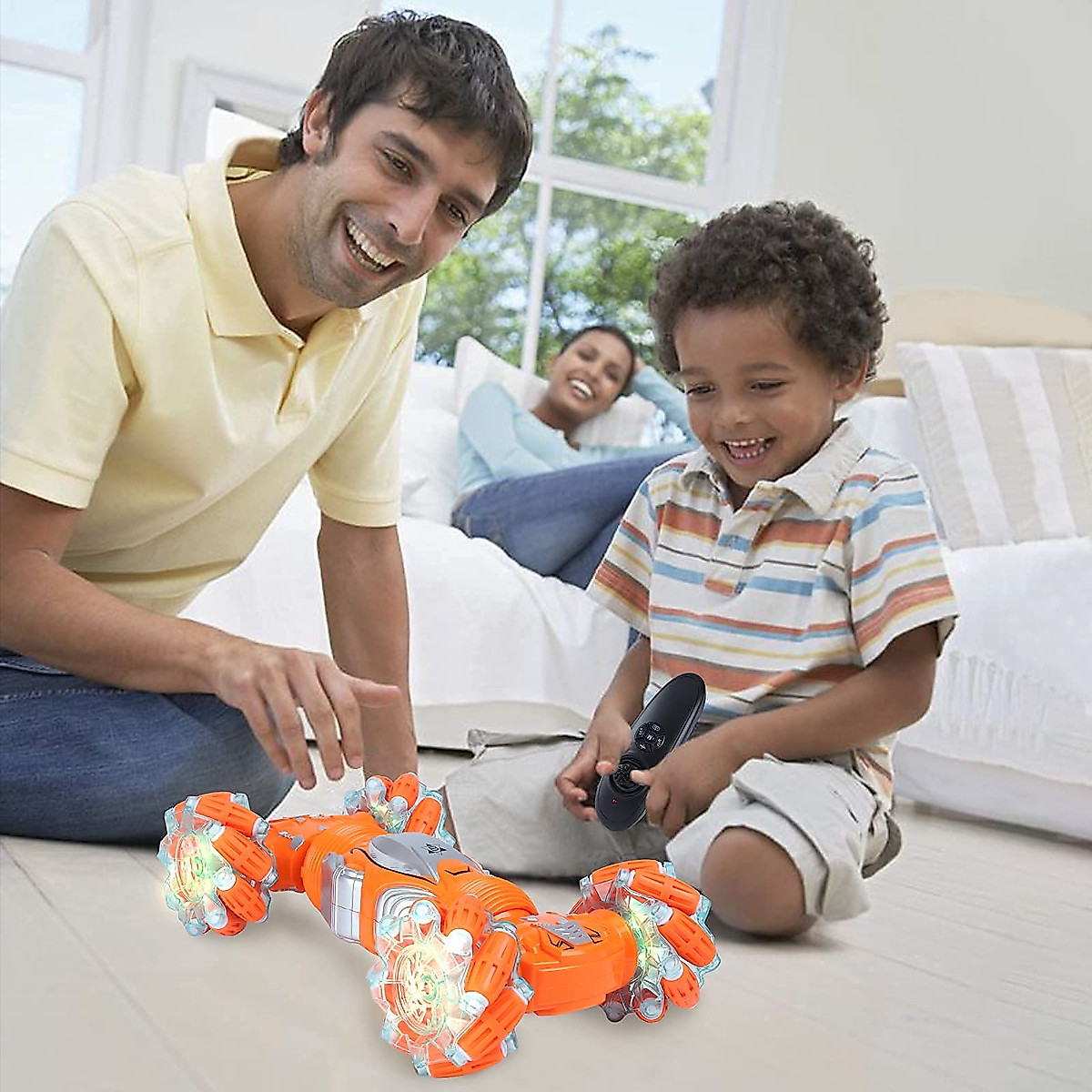 GILI Gesture Sensing Rc Stunt Car with Gravity Sensor, 2.4GHZ,4WD Double Sided Hobby RC Crawlers with Music&Lights for Boys 6-12 Gift Vehicle for 6, 7, 8, 9, 10, 11, 12 Kids Orange