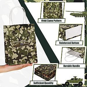 24 Pack Camo Gift Bags Camouflage Birthday Party Favor Bags Goodie Bags Camouflage Themed Treat Candy Bags for Kids Boys Girls Baby Shower Birthday Party Supplies Favors (Classic Style)