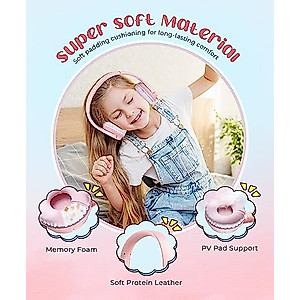 DyBaxa Kids Headphones, Wired Foldable On-Ear Headphones for Kids, Volume Limiter 94dB, Kid Headphones for School Classes Travel, 3.5mm Jack Kids Headset Compatible Smartphones Tablet, Pink