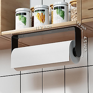 Mbillion Paper Towels Holder Under Cabinet Wall Mount and Self-Adhesive Paper Towel Rack for Kitchen Premium Grade SUS304 Stainless Steel Black